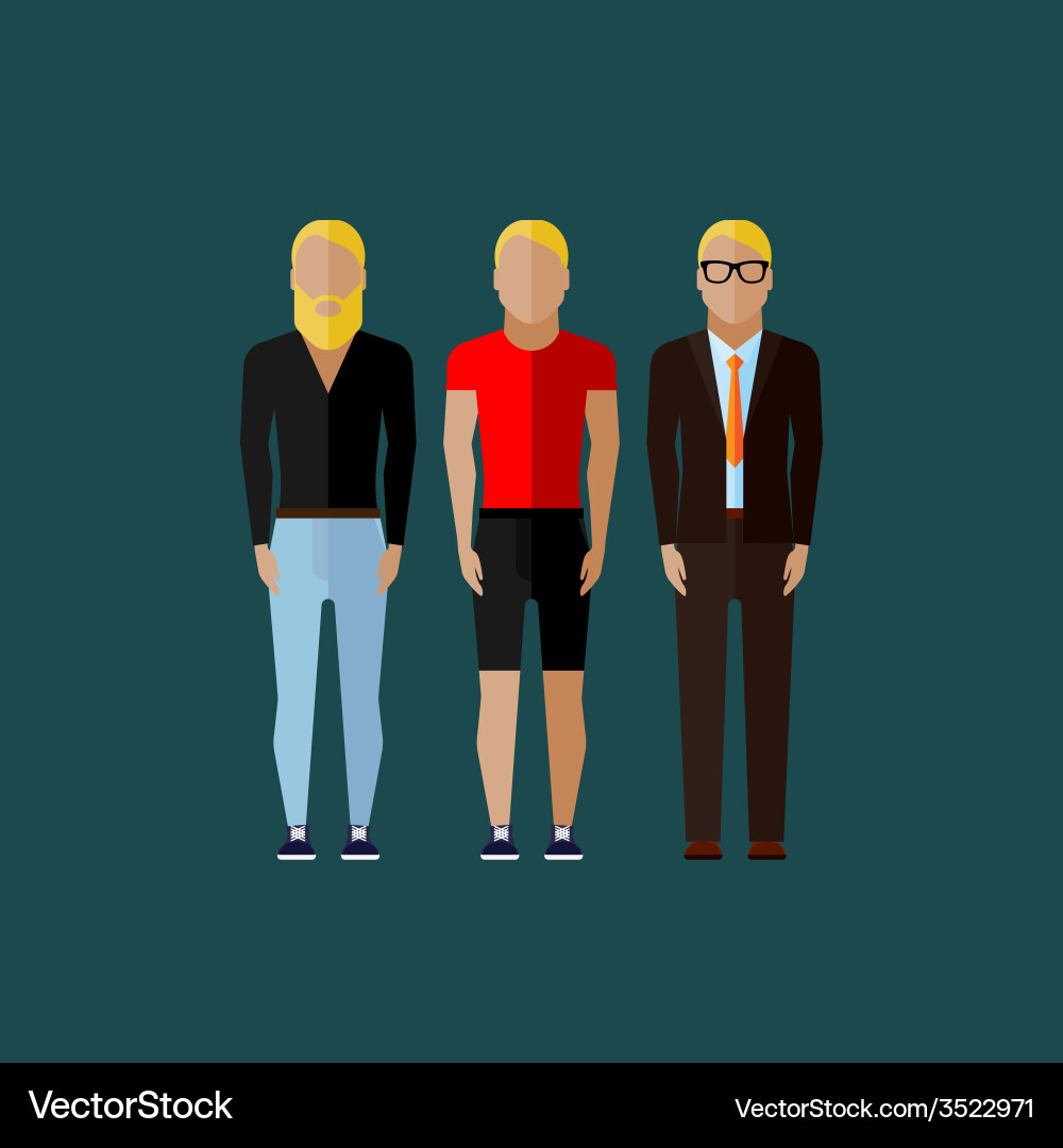 Men fashion style in flat Royalty Free Vector Image