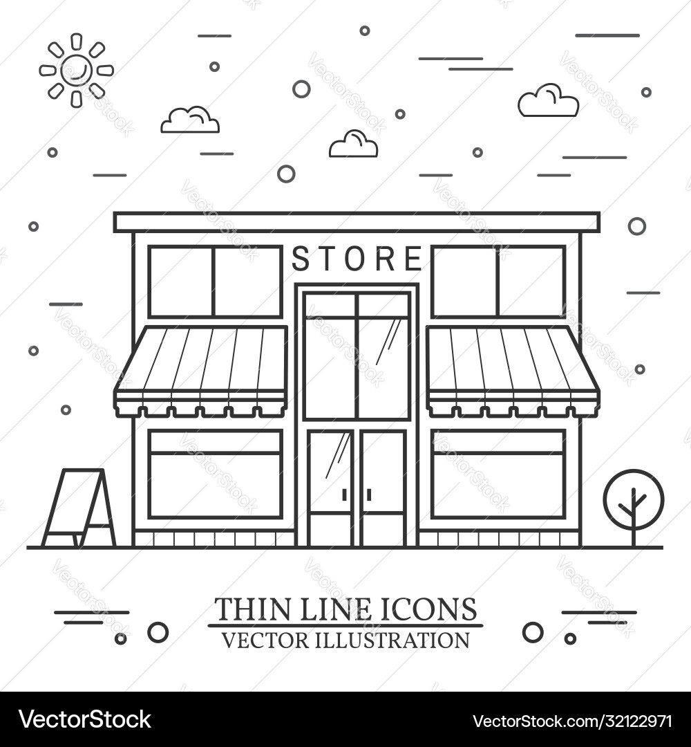 Modern minimalist design with store building Vector Image