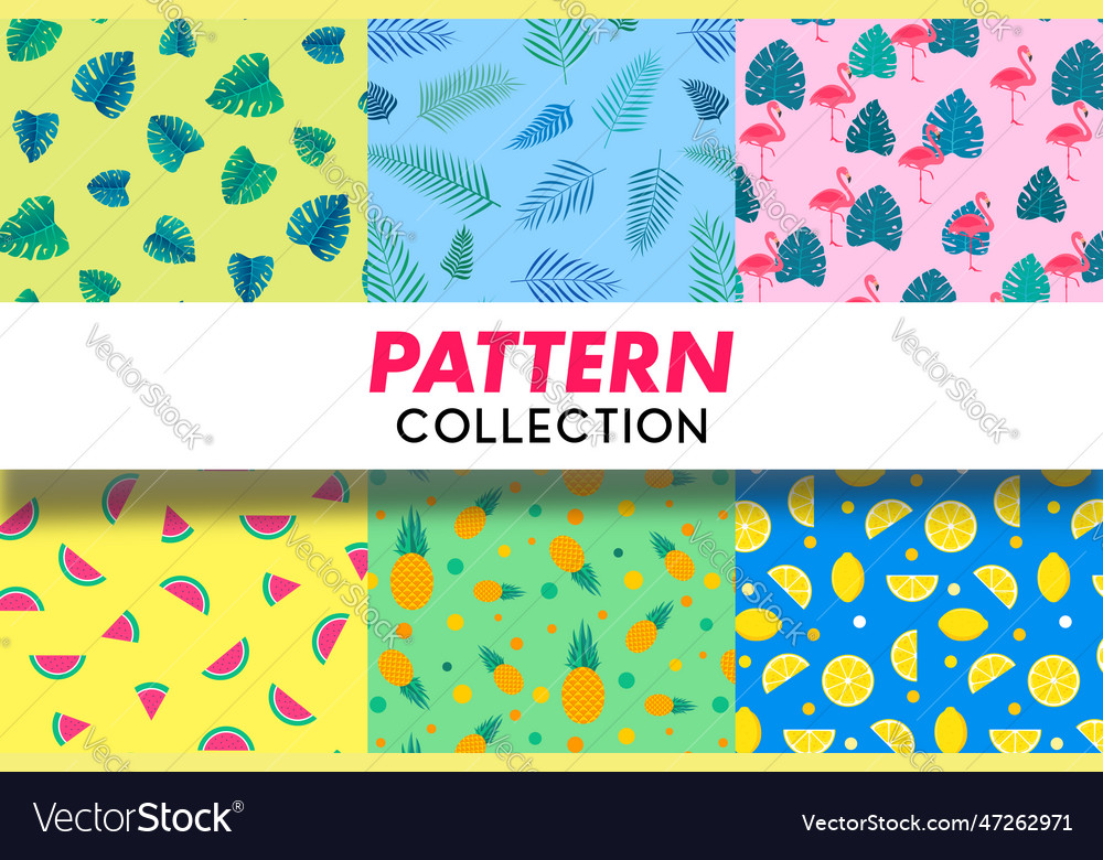 Pattern summer theme background set Royalty Free Vector