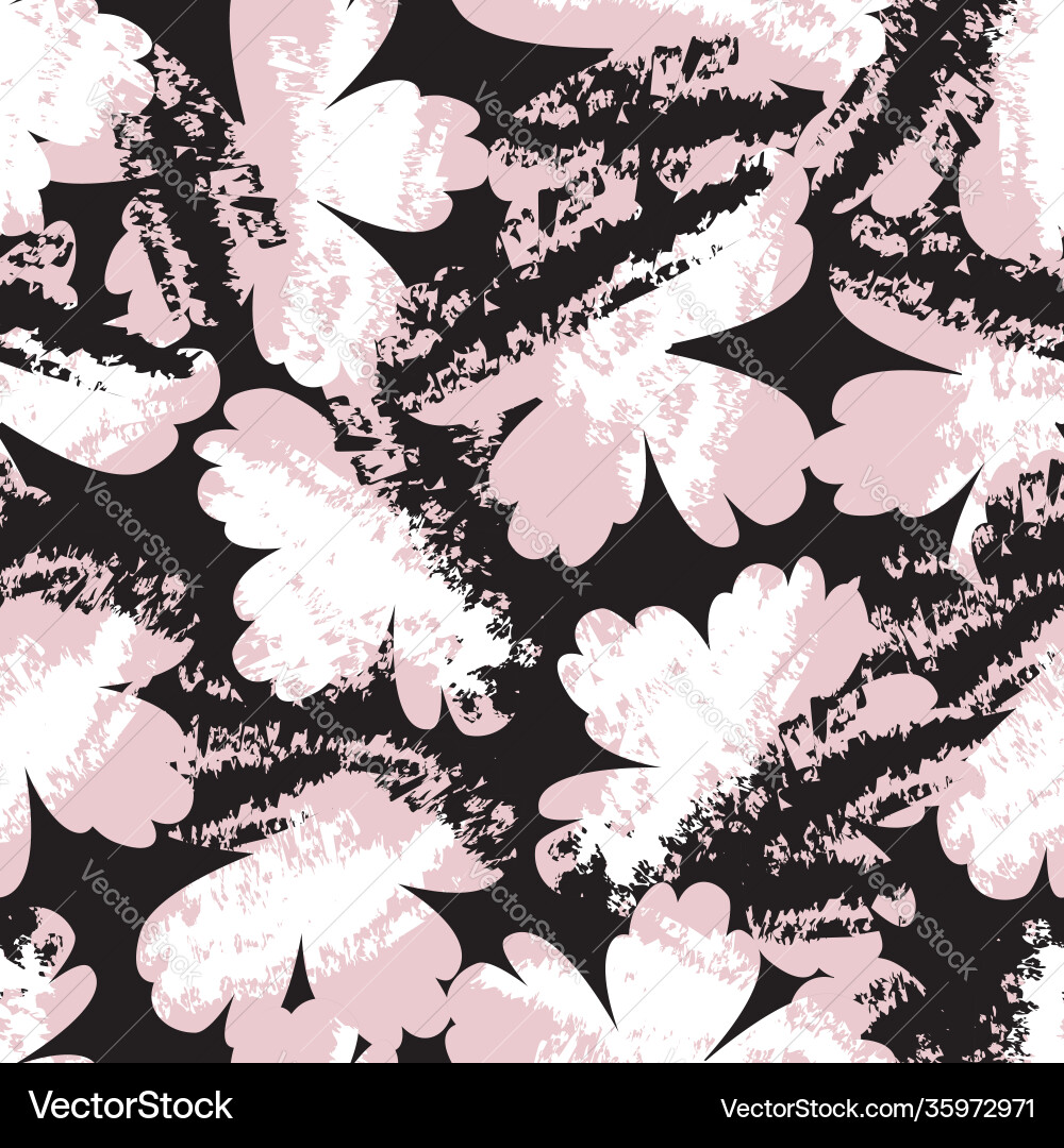 Pink floral brush strokes seamless pattern Vector Image
