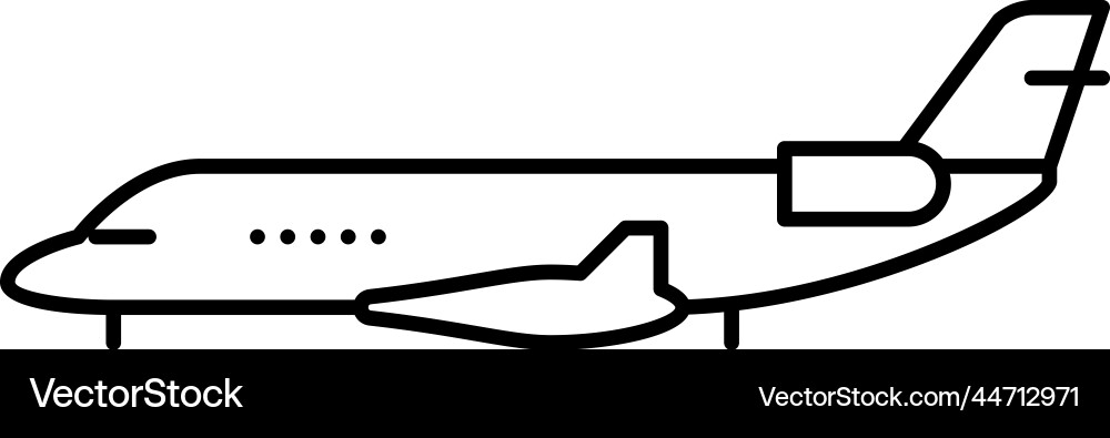 Private jet airplane aircraft line icon Royalty Free Vector