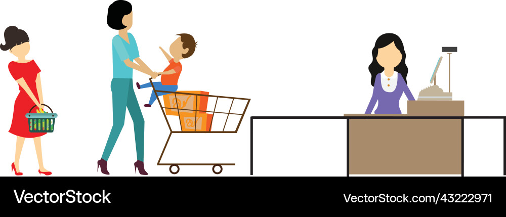Retail woman cashier with barcode scanner Vector Image