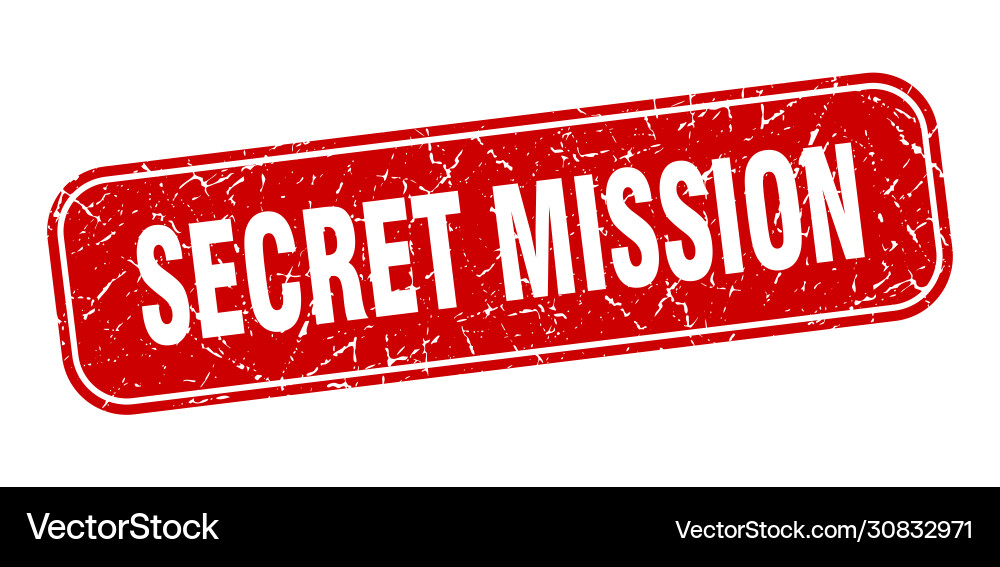Secret mission stamp square grungy Royalty Free Vector Image