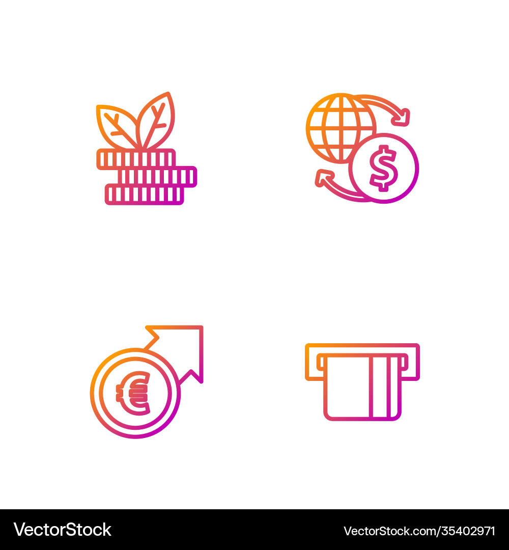 Set line credit card inserted financial growth Vector Image