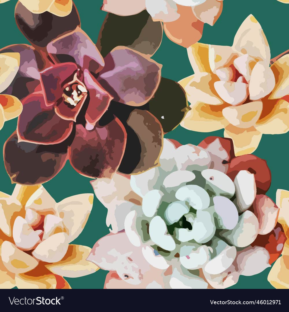 Succulents seamless pattern Royalty Free Vector Image