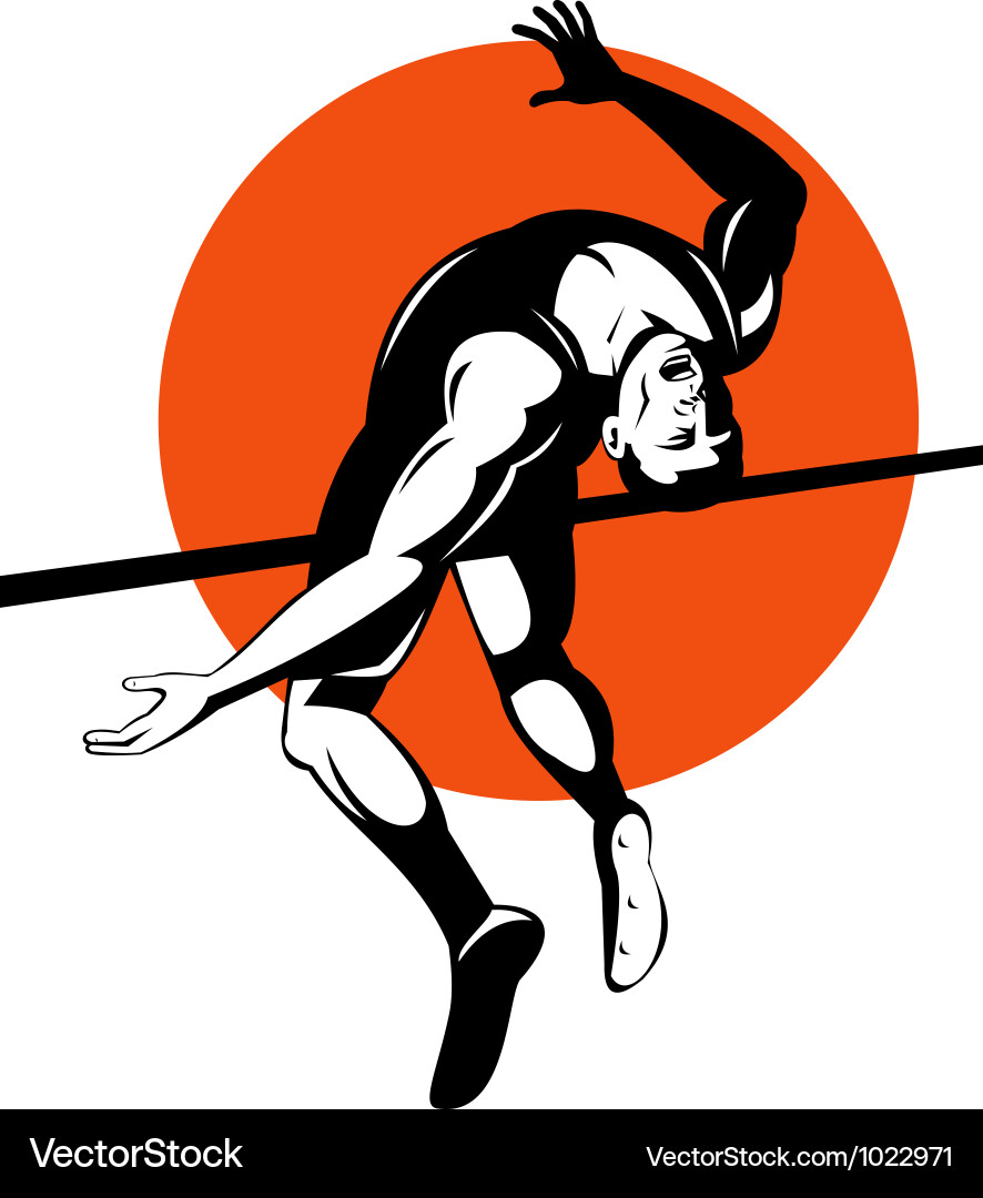 Track and field athlete jumping high jump Vector Image