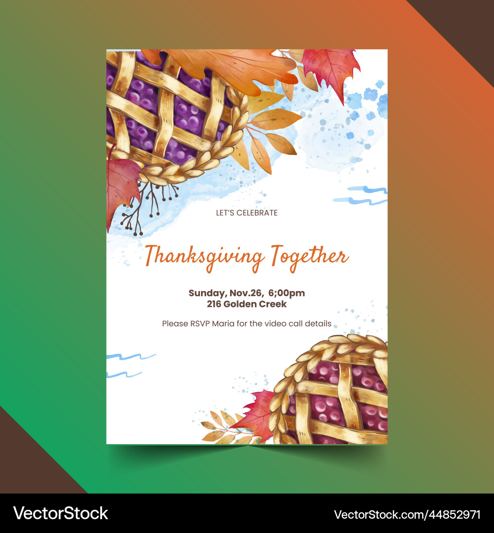 Watercolor thanksgiving invitation template design