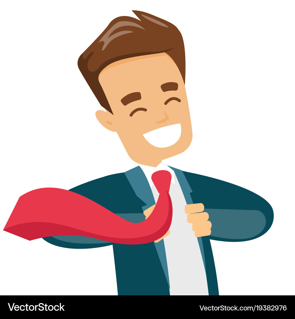 Businessman opening his jacket like superhero Vector Image
