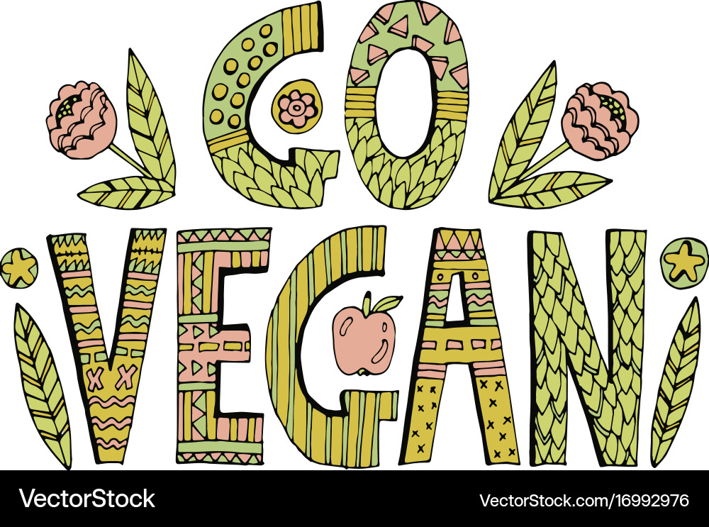 Colorful go vegan lettering Royalty Free Vector Image