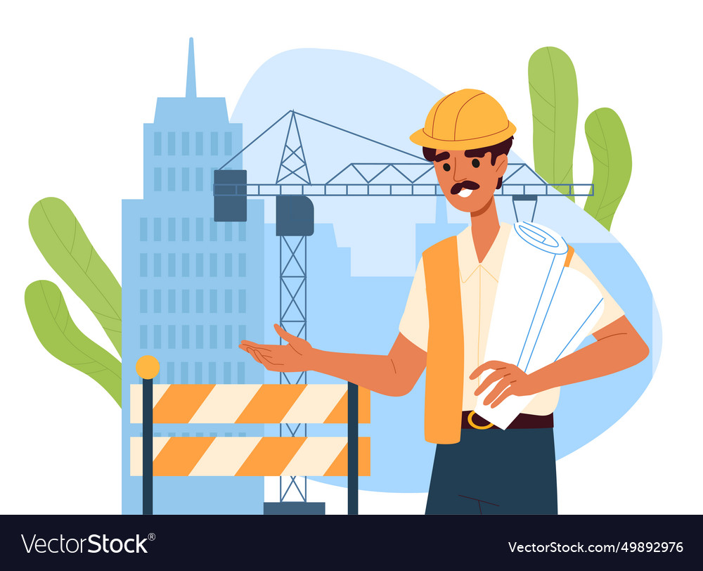 Construction worker at work concept Royalty Free Vector
