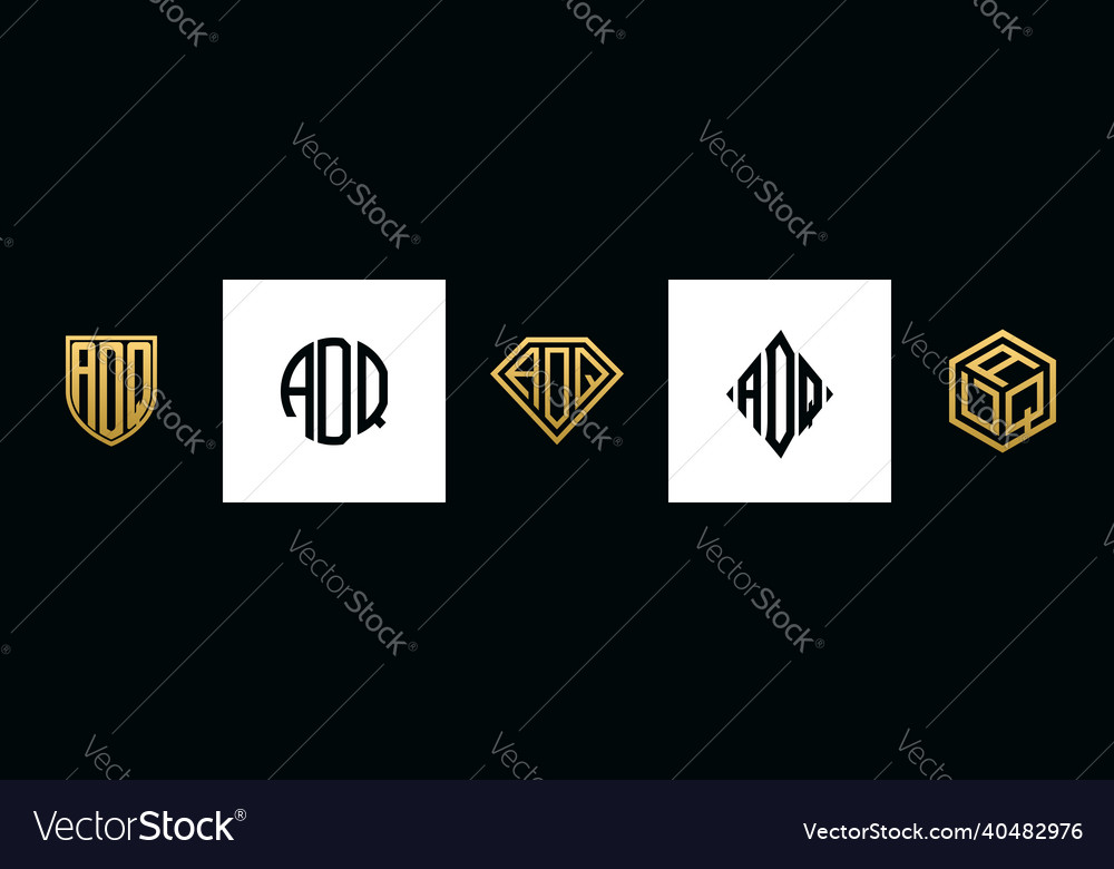 Initial letters adq logo designs bundle Royalty Free Vector