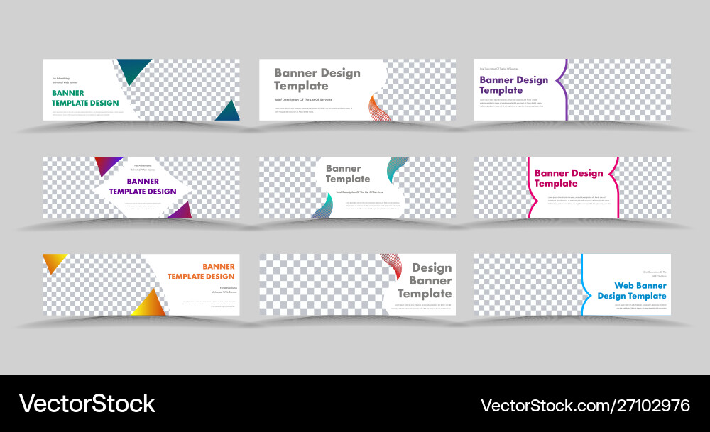 Large set horizontal white web banners Royalty Free Vector