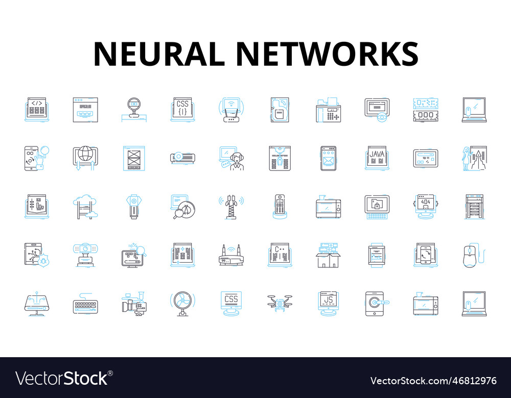 Neural networks linear icons set perceptron Vector Image Neural networks linear icons set perceptron Vector Image