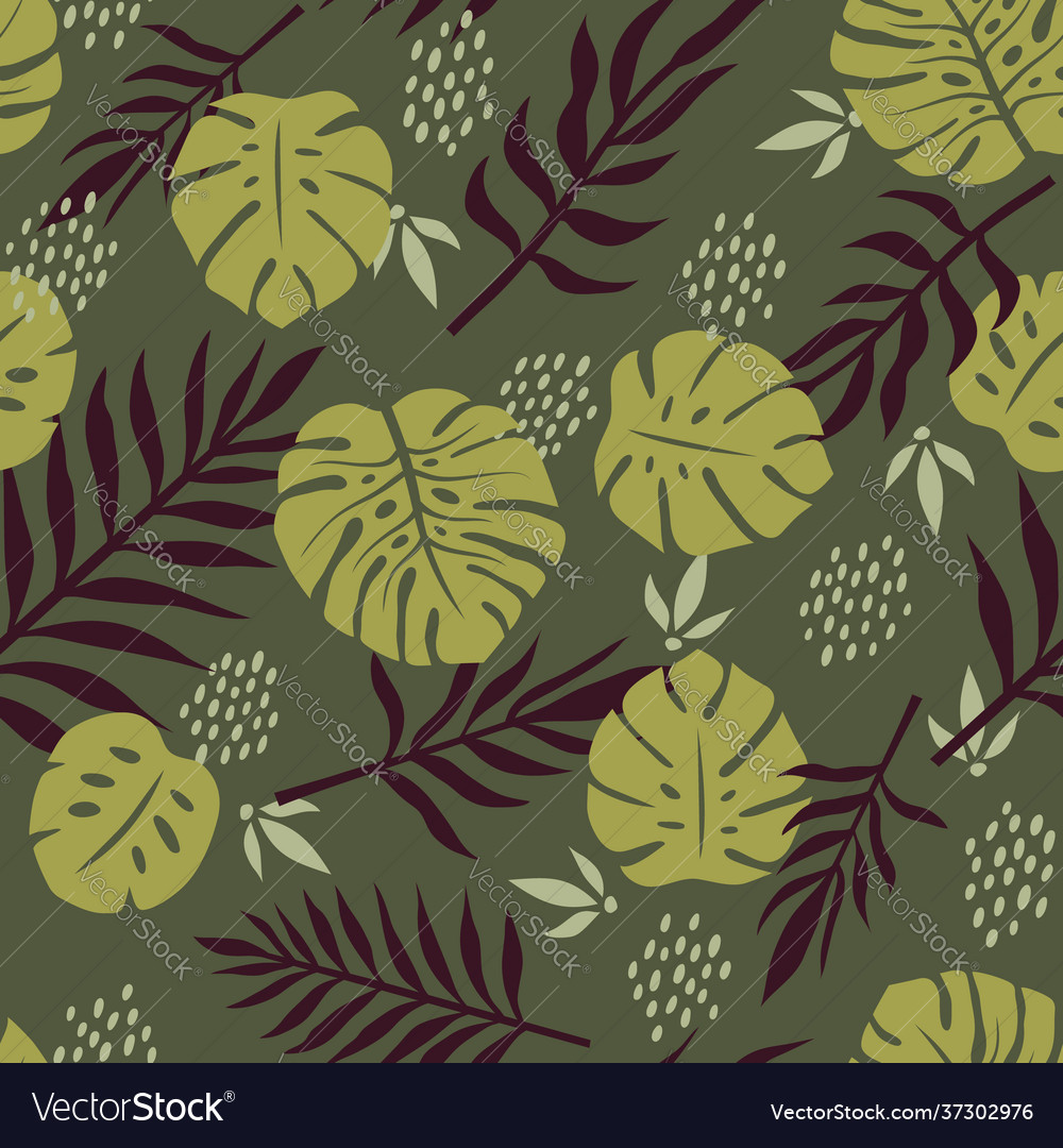Seamless pattern with tropical palm leaves Vector Image