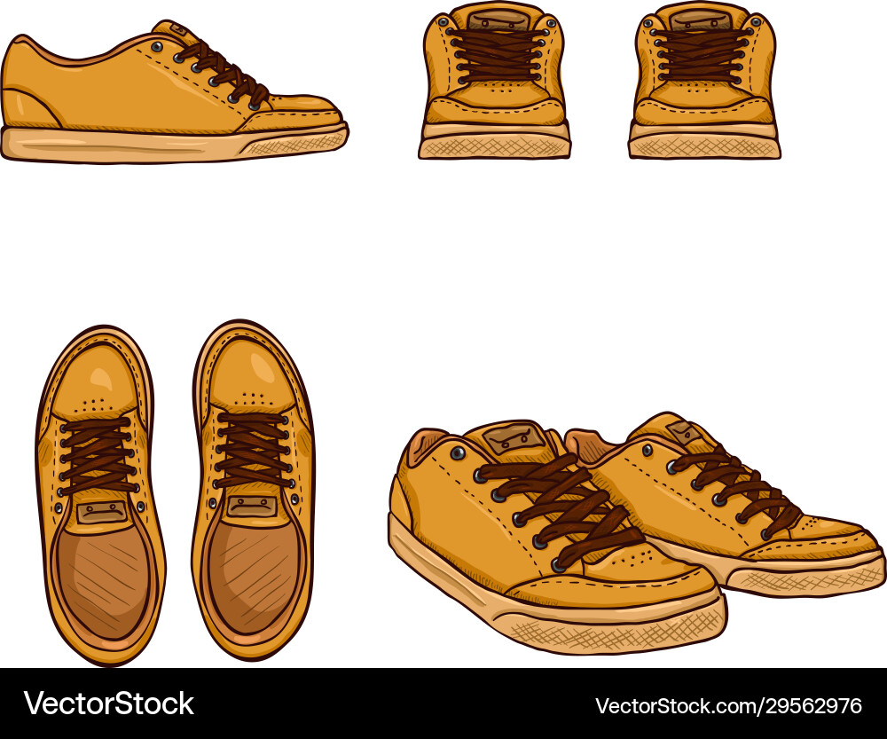 Set cartoon skaters shoes top side and front Vector Image
