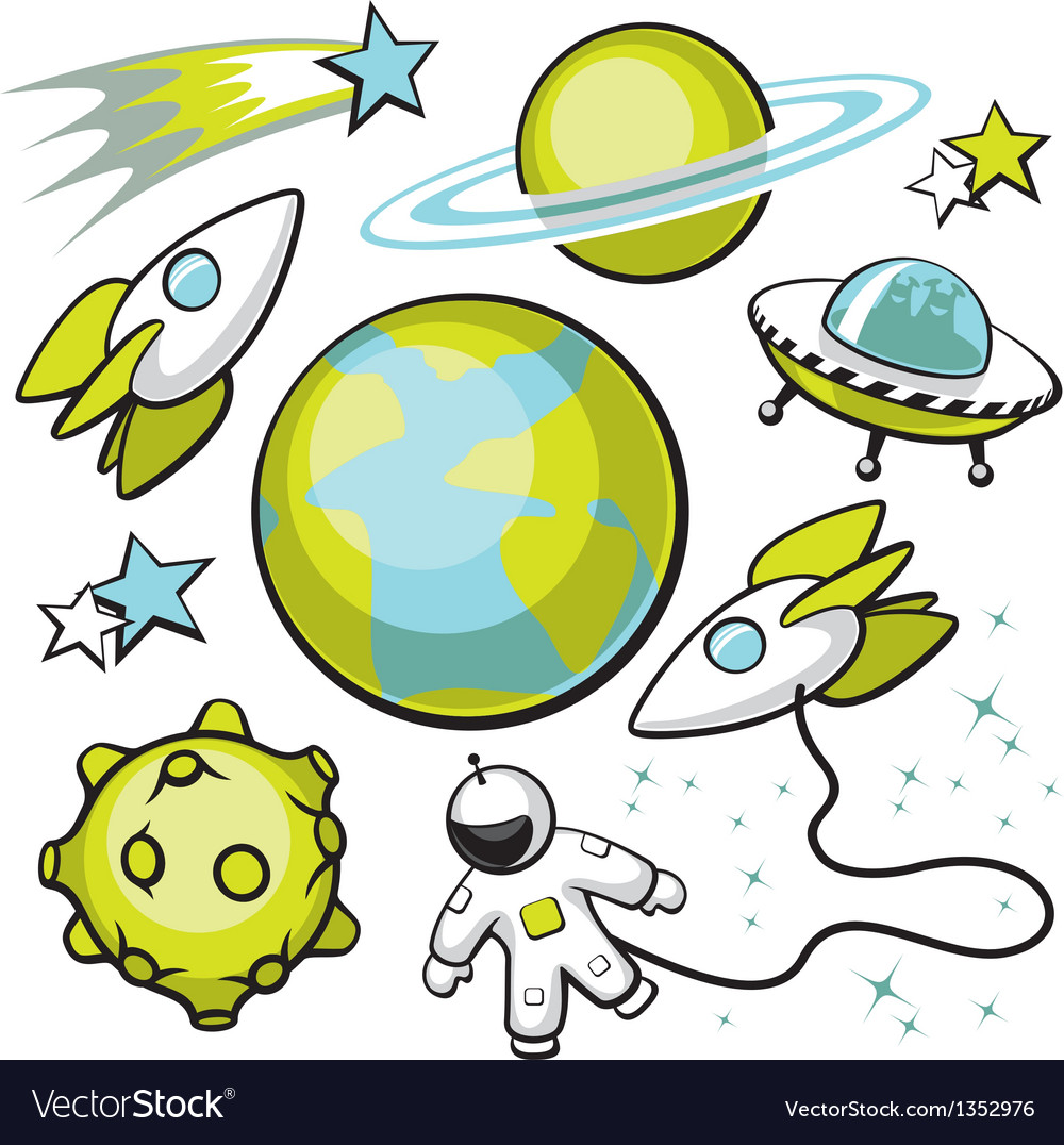 Set space objects Royalty Free Vector Image - VectorStock