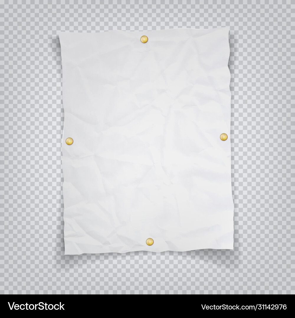 White crumpled sheet paper holding buttons on a Vector Image