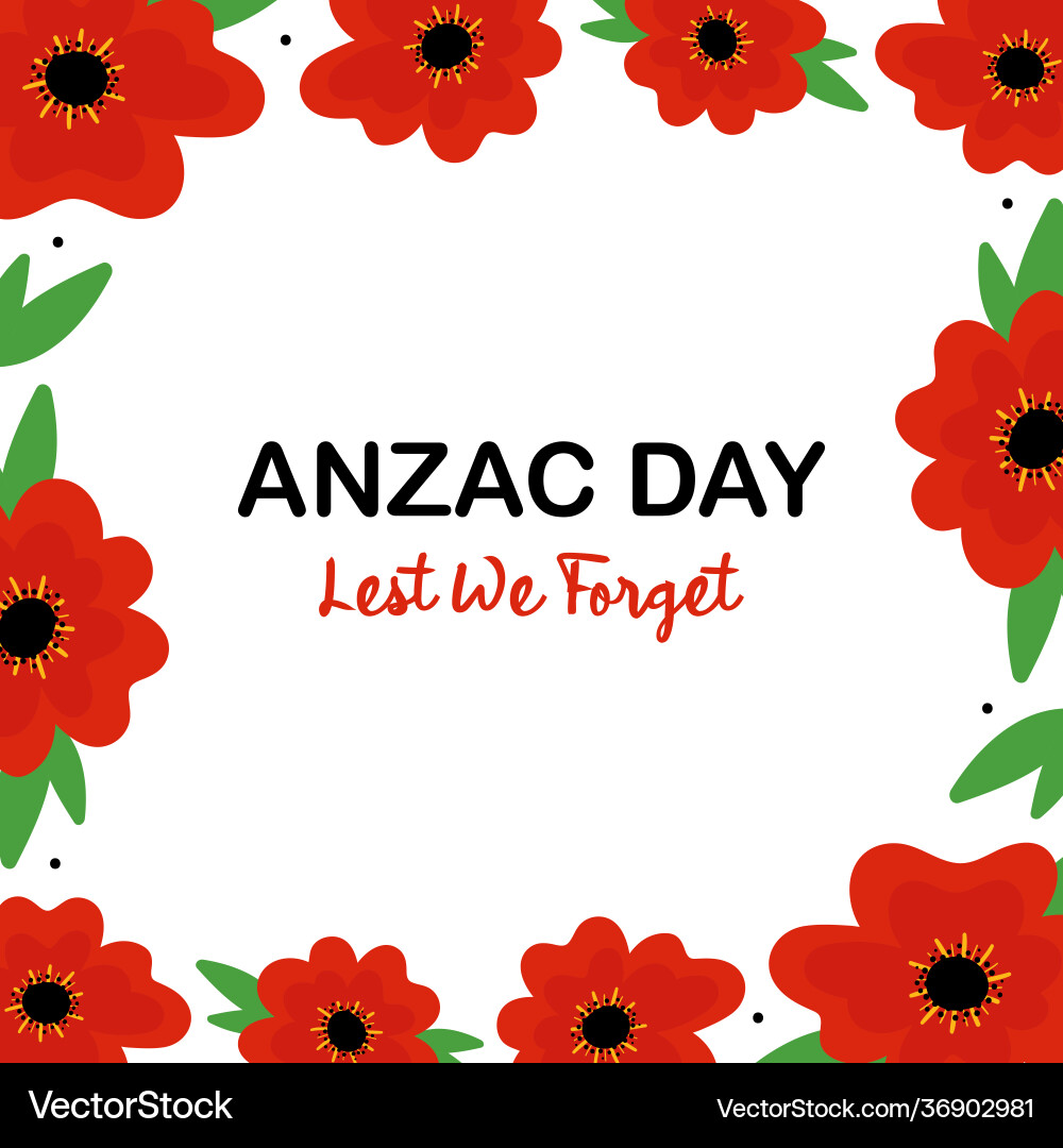 Anzac day floral greeting card Royalty Free Vector Image