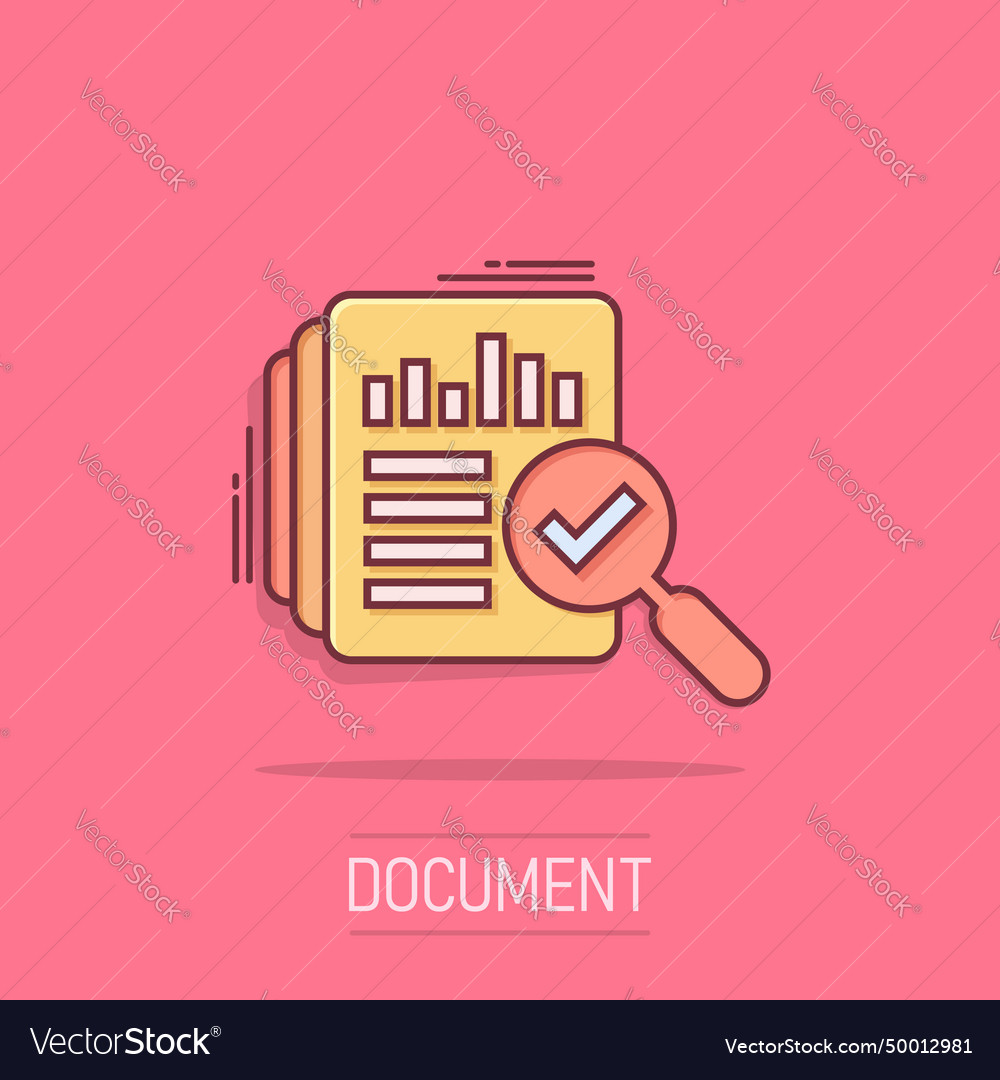 Audit document icon in comic style result report Vector Image