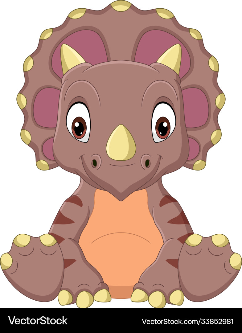 Cartoon batriceratops dinosaur sitting Royalty Free Vector