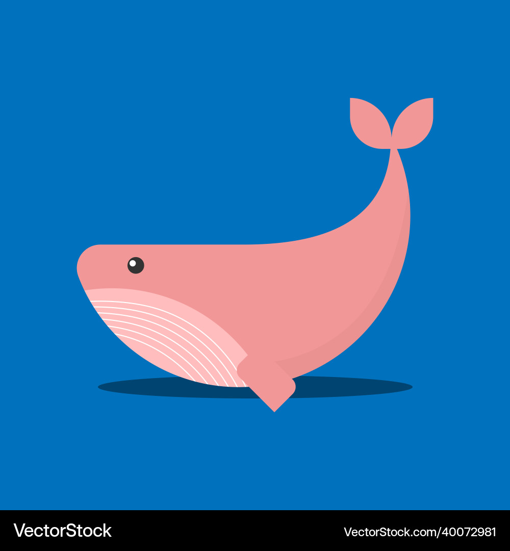 Cartoon whale pink uon blue background Royalty Free Vector