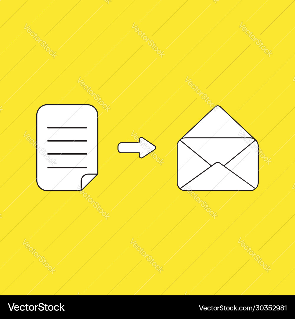 Concept written paper into open envelope Vector Image