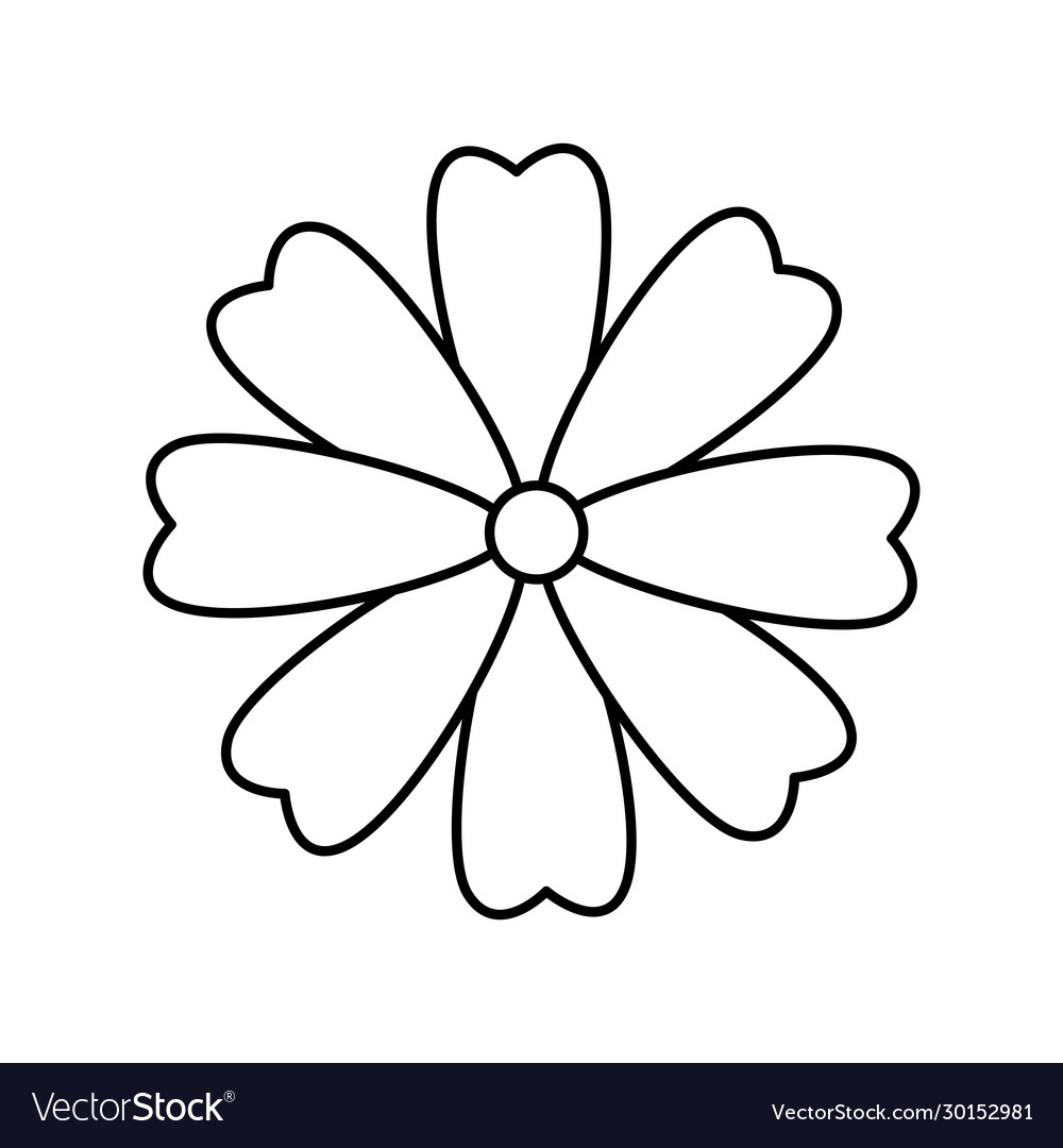 Cute flower natural line style icon Royalty Free Vector