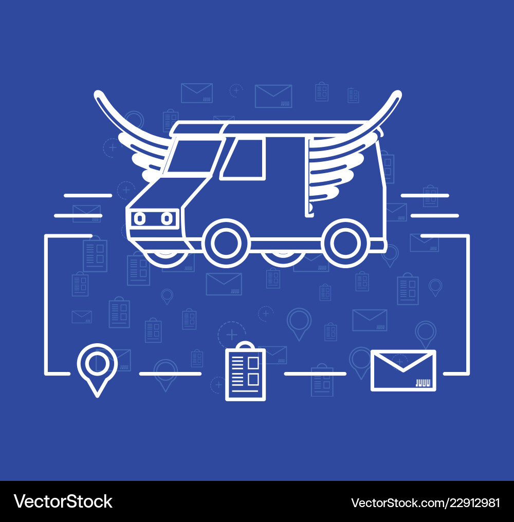 Delivery truck flying logistic service Royalty Free Vector