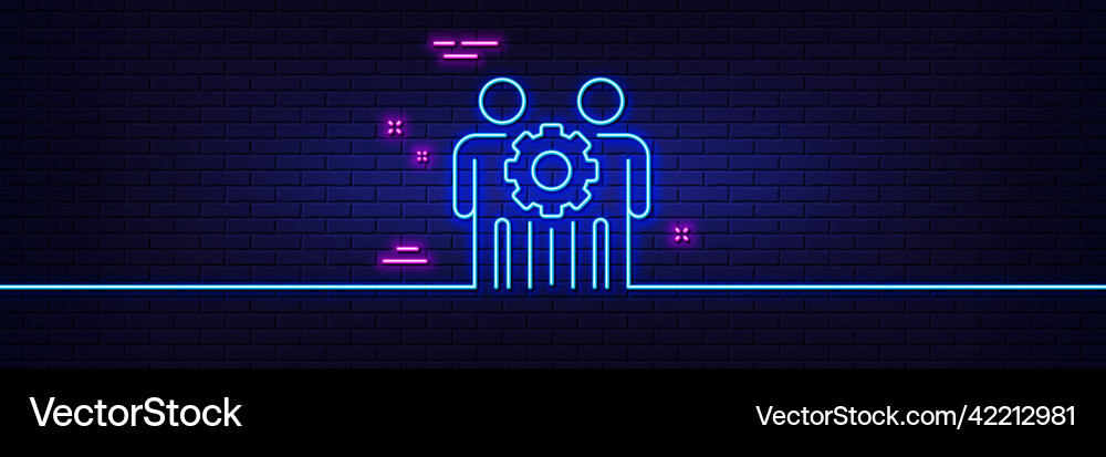 Employees teamwork line icon collaboration sign Vector Image