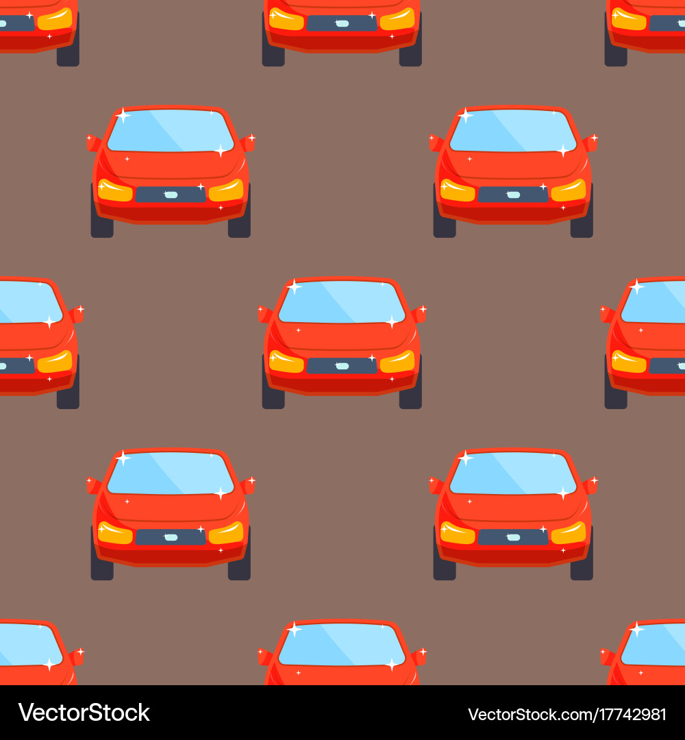 Flat red car vehicle type design sedan seamless Vector Image