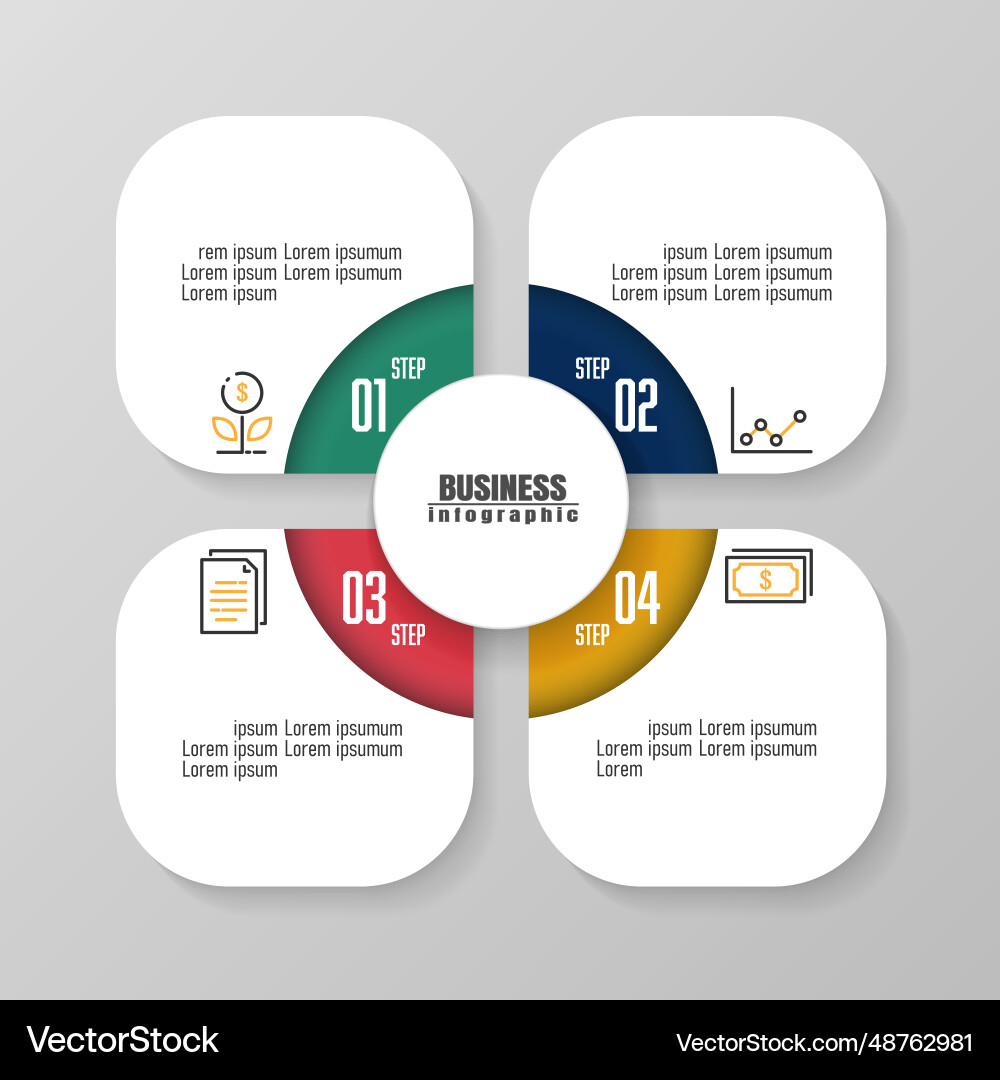Infographic template design icon business with 4 Vector Image