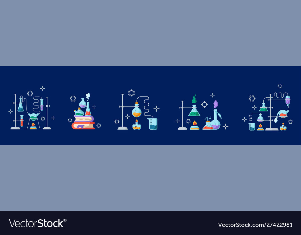 Laboratory flasks icon set Royalty Free Vector Image