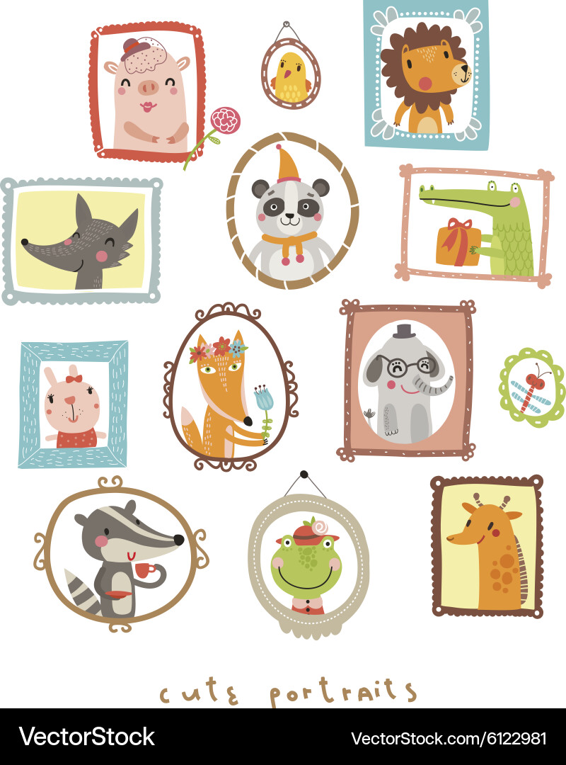 Portraits cute animal Royalty Free Vector Image