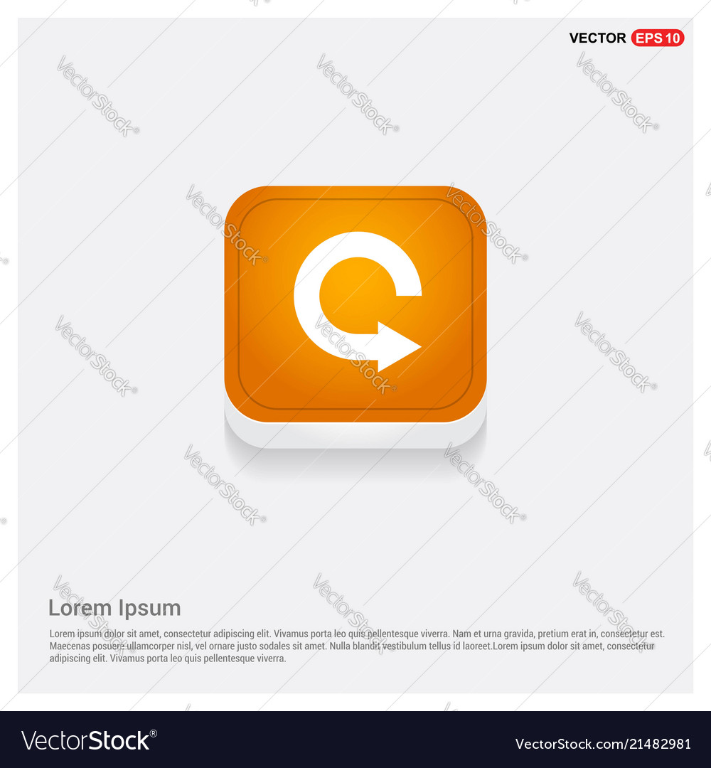 Reload icon orange abstract web button Royalty Free Vector