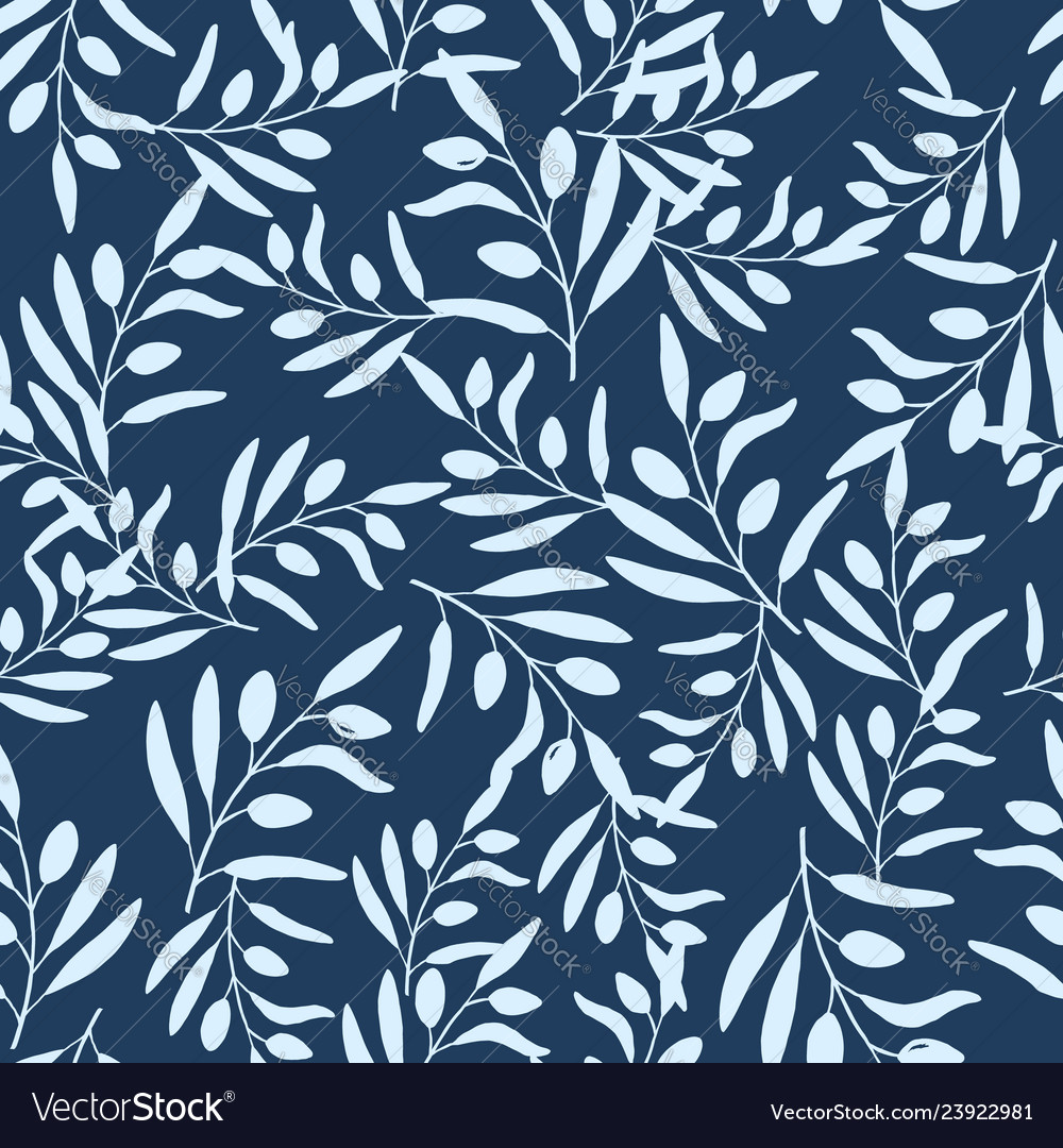 Seamless olive branch pattern Royalty Free Vector Image