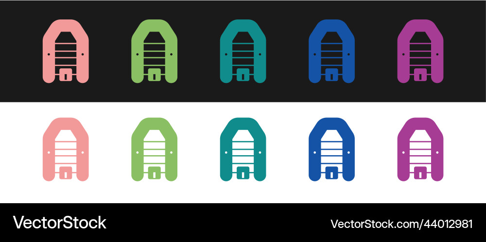 Set inflatable boat with outboard motor icon Vector Image