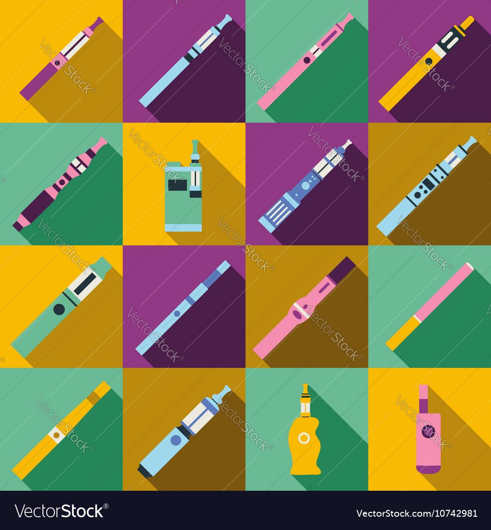 Vaping icons set flat style Royalty Free Vector Image