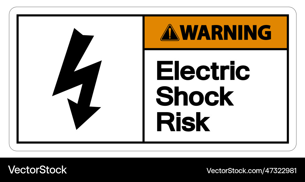 Warning electric shock risk symbol sign on white Vector Image