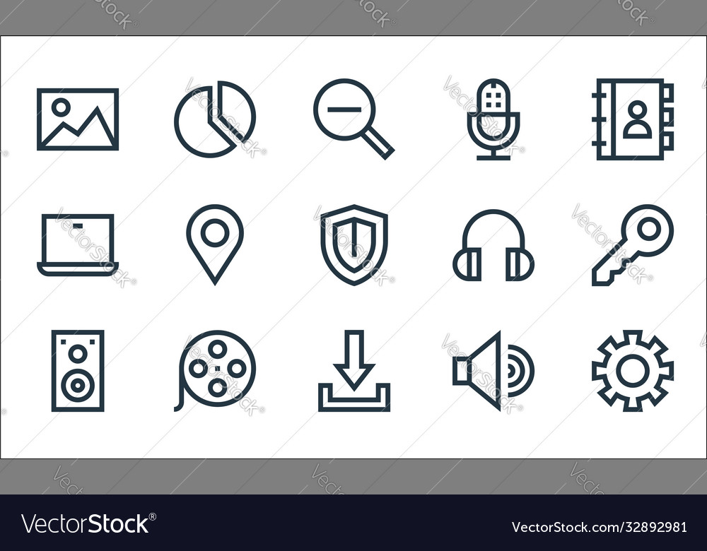 Web essentials line icons linear set quality line Vector Image