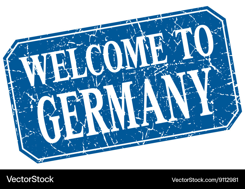 Welcome to germany blue square grunge stamp Vector Image