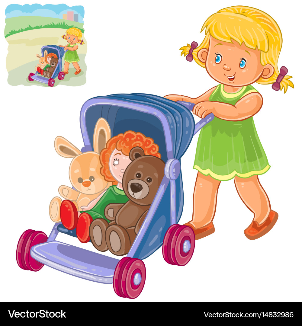 A little girl rolls the Royalty Free Vector Image
