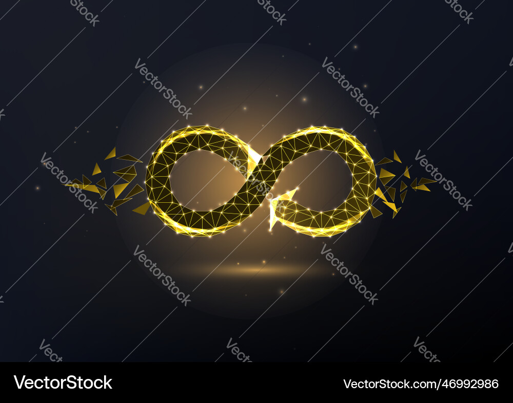 Abstract gold infinite loop made of lines and dots