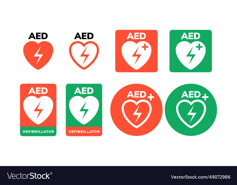 Aed symbol icon heart first aid defibrillator Vector Image
