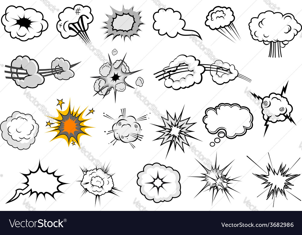Cartoon comic explosion and speech elements Vector Image