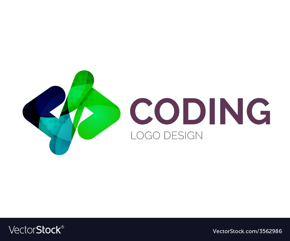 Code icon logo design made color pieces Royalty Free Vector