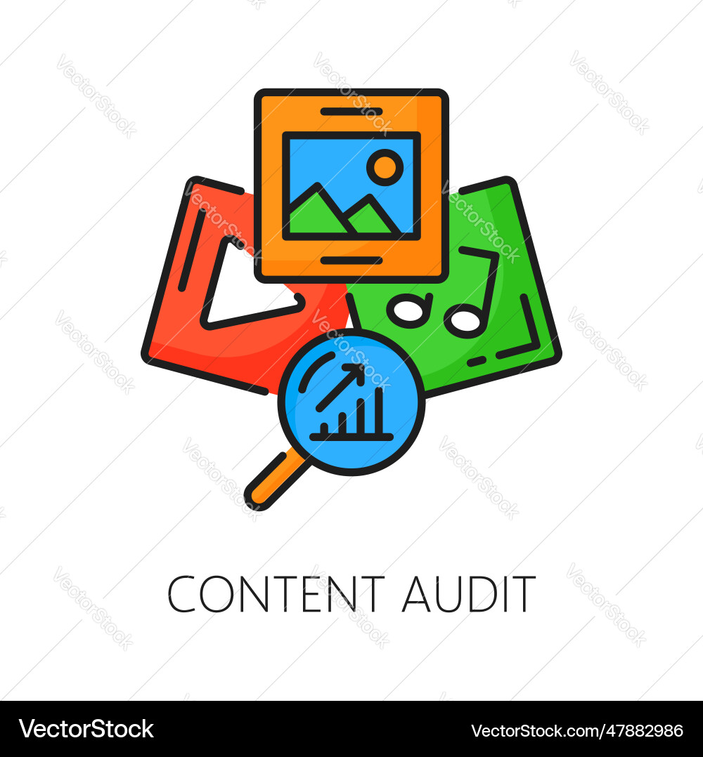 Content audit or web audit icon of digital media Vector Image
