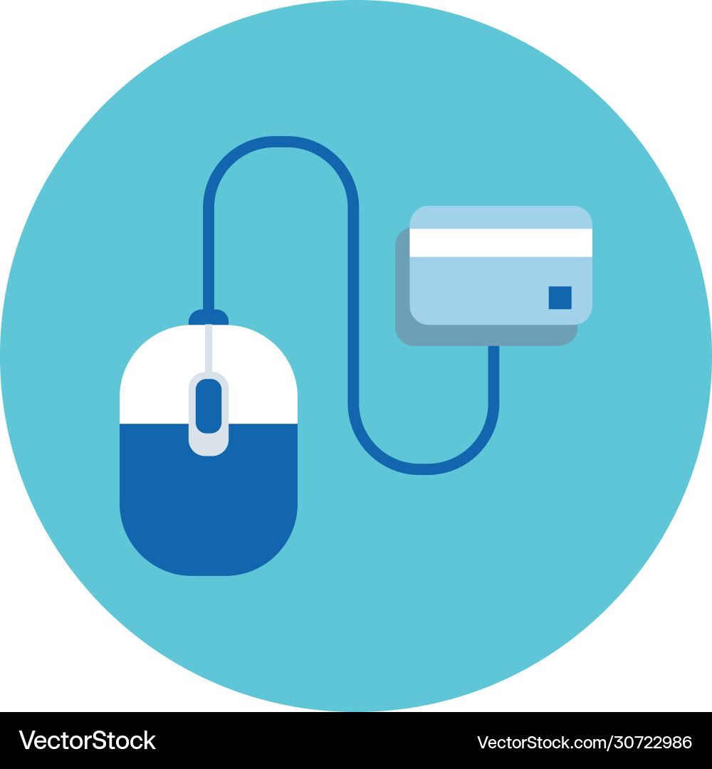 Credit card with mouse block style icon Royalty Free Vector