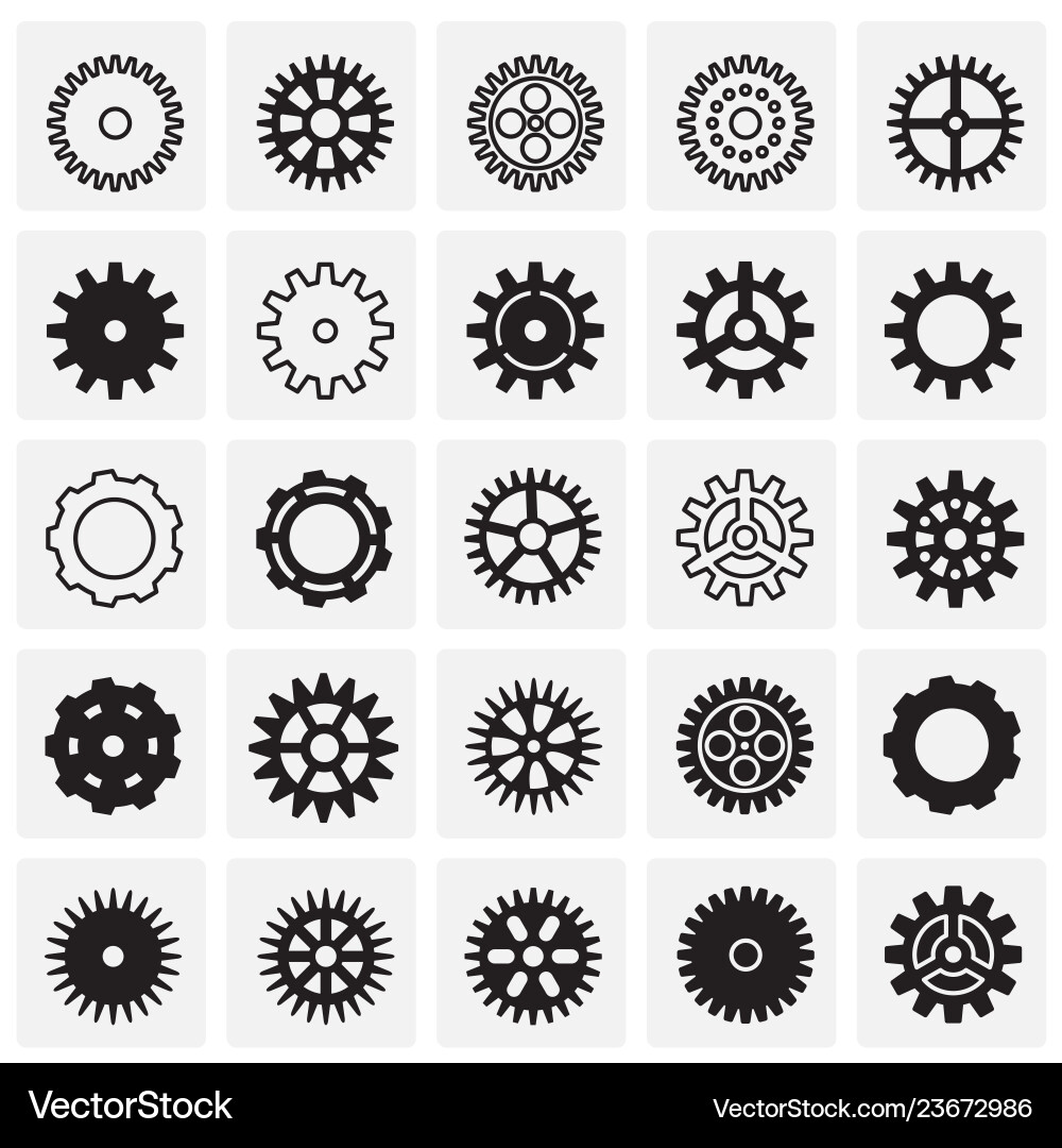 Gear icons set on squares background for graphic Vector Image