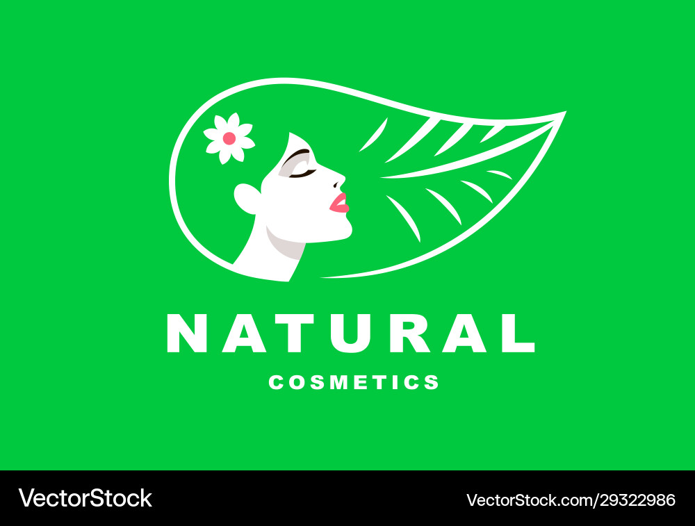Girl logo natural cosmetics Royalty Free Vector Image