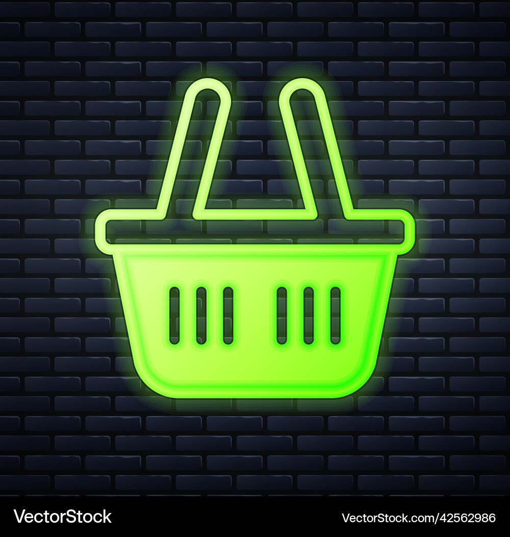 Glowing neon shopping basket icon isolated Vector Image